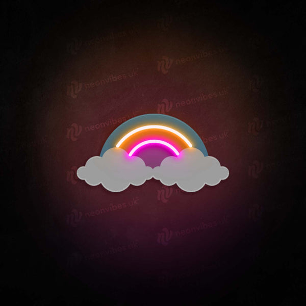 🌈 Little Rainbow Clouds LED Neon Sign with Printed Vinyl Back | UK ...