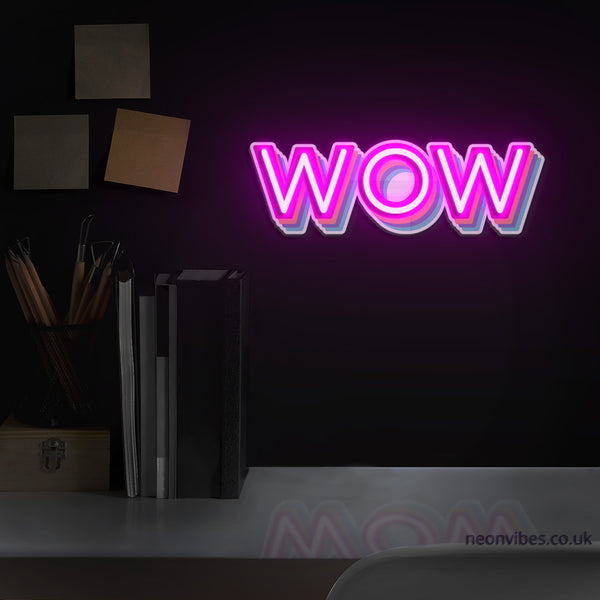 WOW LED Neon Sign with Digital Printed Back | UK | Affordable & Long ...