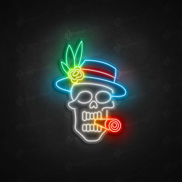 DOTD Skull with Cigar LED Neon Sign - Neon Vibes® - Neon Vibes® neon signs
